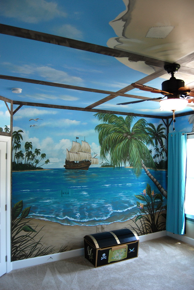 Treasure Island Pirate Mural Themed boys bedroom by MuralArt.com ...