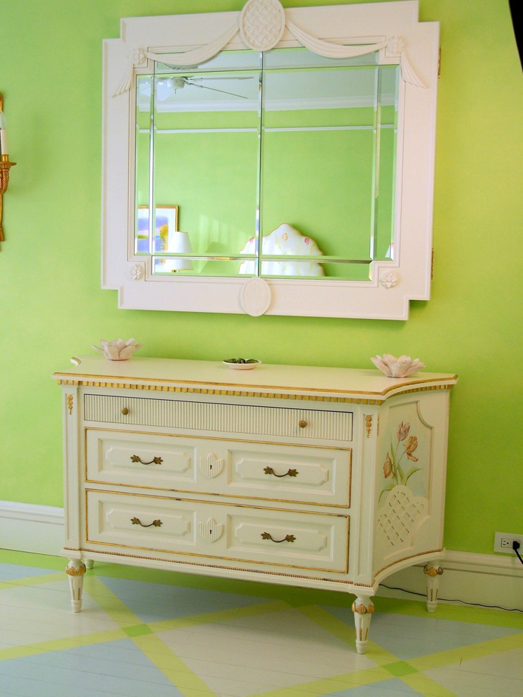 TV recessed into wall, concealed by mirror frame - Eclectic - Bedroom ...