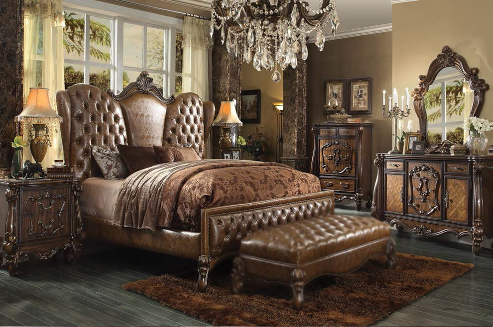 Versailles Traditional 5 PC Bedroom Set | Brown Cherry - Traditional ...