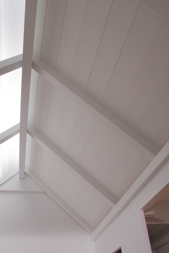 White Wood Ceiling and Exposed Rafters - Victorian - Bedroom - Toronto ...