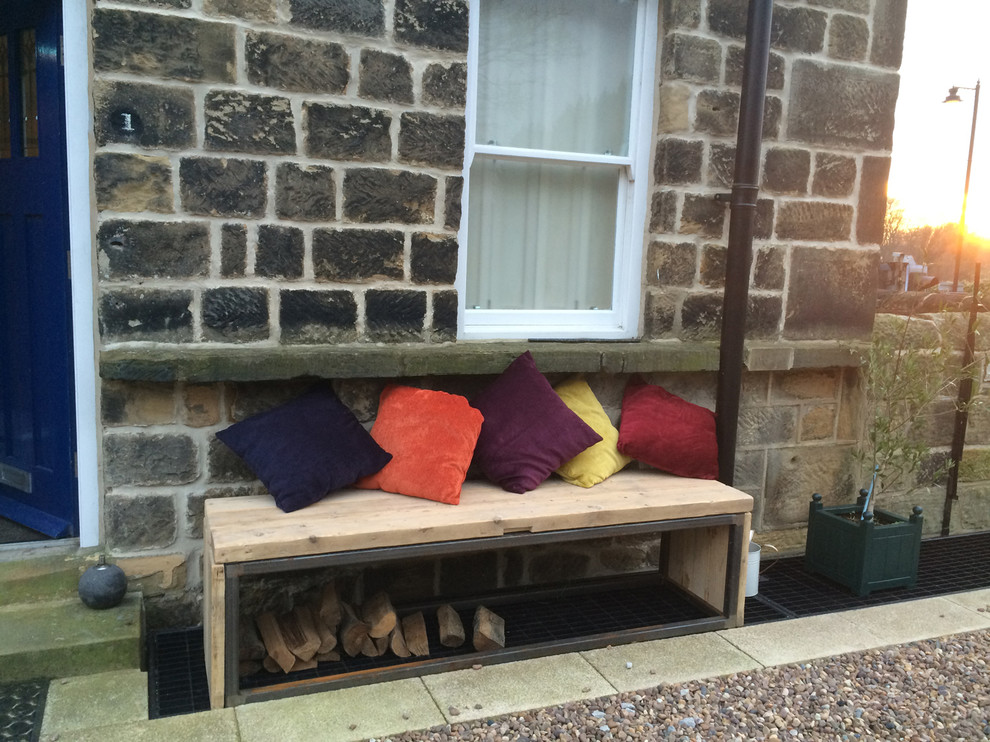 Reclaimed Wood Log Store Bench Seat - Industrial - Powder Room ...