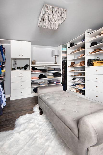 Basement Transforms into Master Closet - Transitional - Wardrobe ...