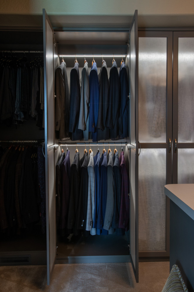 Dark Gray His & Hers Walk-in Closet - Transitional - Closet - Denver ...