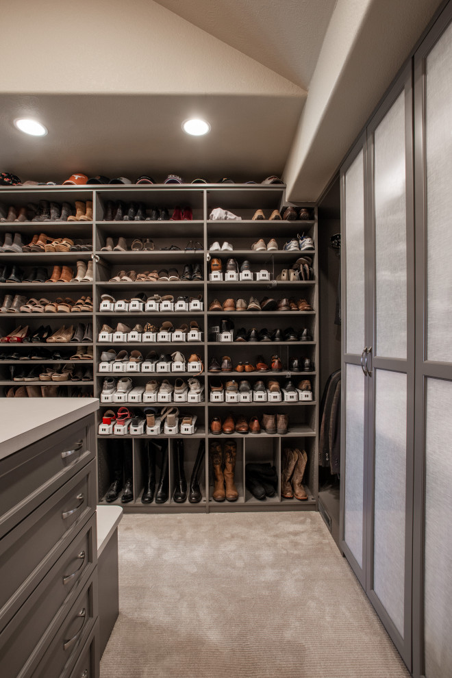 Dark Gray His & Hers Walk-in Closet - Transitional - Closet - Denver ...