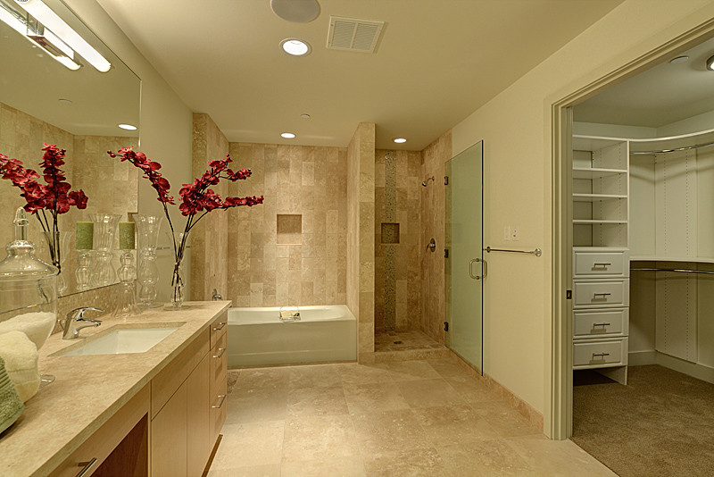 Master Bathroom with a view into the overly organized Master Closet ...