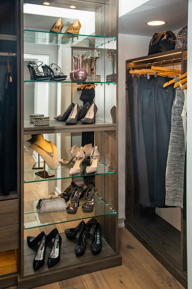 Master Bedroom Galley Closet Display Shelves - Contemporary - Closet ...