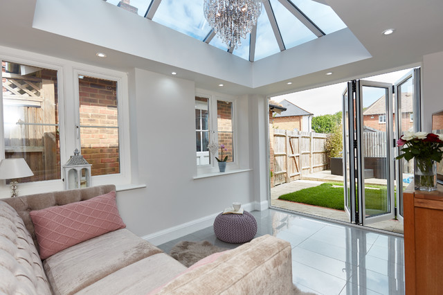 White uPVC orangery in Kent - Transitional - Sunroom - Kent - by ...