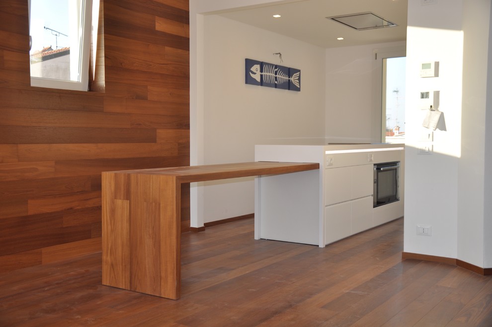 monoblocco in corian con tavolo motorizzato - Contemporary - Kitchen ...