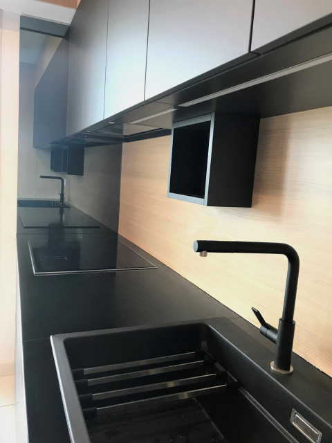 Cuisine Noir et bois - Contemporary - Kitchen - Nantes - by Atelier ...