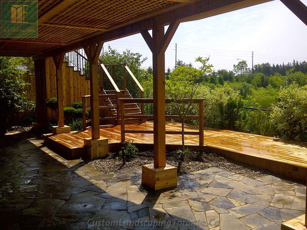 2 level deck with basement walkout and pergola - Traditional - Terrace ...