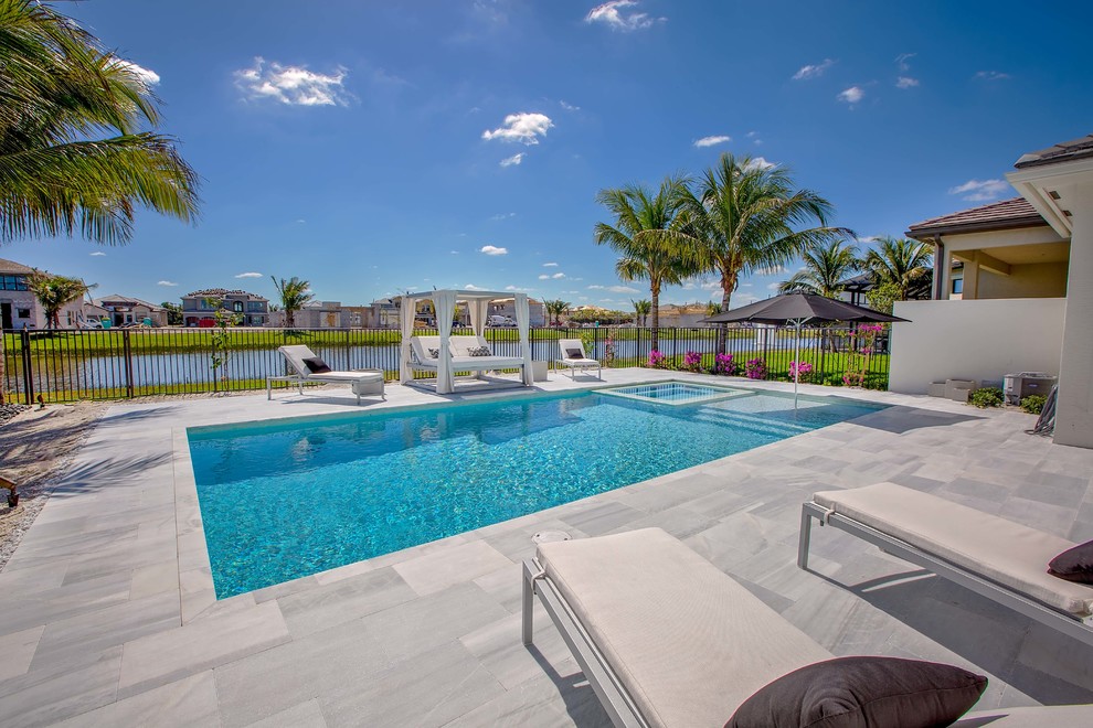 Aspen White Marble Pavers - Modern - Pool - Miami - by StoneHardscapes ...