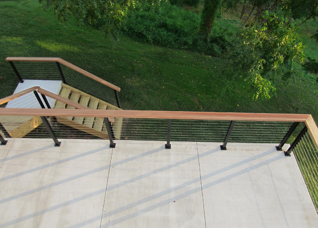 Black Aluminum Posts, Wood Top Rail & Cable Infill in Malvern, PA ...