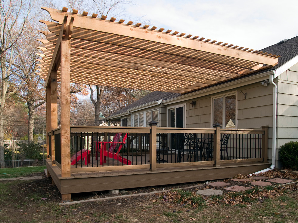 Boothe - Cedar Pergola over composite deck - Traditional - Deck ...