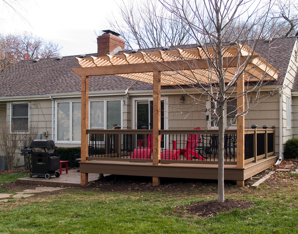 Boothe - Cedar Pergola over composite deck - Traditional - Deck ...