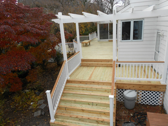 Cedar Inlay Deck Around Oak Tree - Traditional - Deck - Philadelphia ...