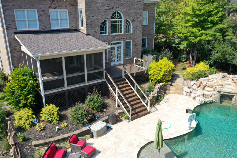 Composite Deck Overlooking Backyard Pool - Deck - Charlotte - by A Deck ...