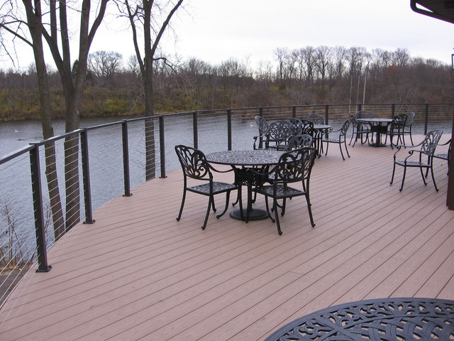 Curving Bronze Aluminum Posts and Handrail for Riverside Deck ...