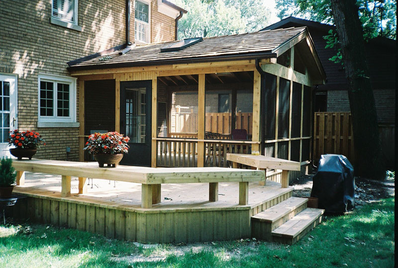 Custom Deck with Screen Room - Rustic - Terrace - Chicago - by Bob ...