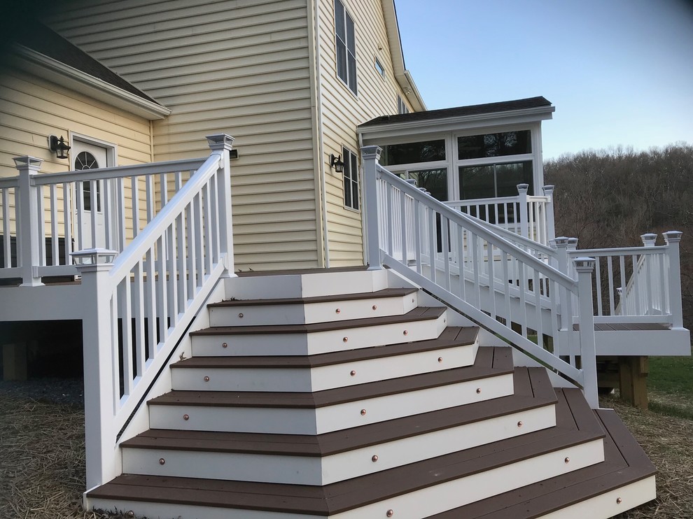Custom Designed Deck - Vinyl Railings, Solar Post Caps & Stair Lights ...