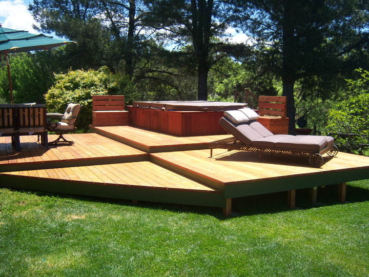 Custom Floating 3-Tier Deck Surrounding Swim-spa - Deck - Sacramento ...