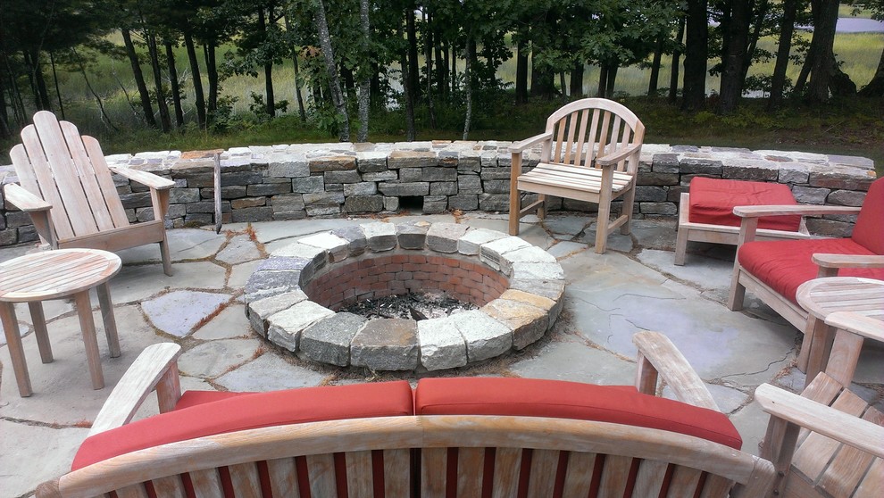 Custom Stone Firepit - Contemporary - Patio - Portland Maine - by ...