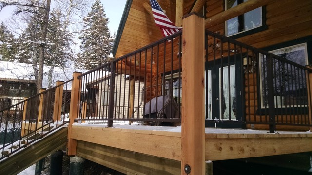 Deck Remodel with Custom Railing & Post Caps - Rustic - Terrace - Other ...