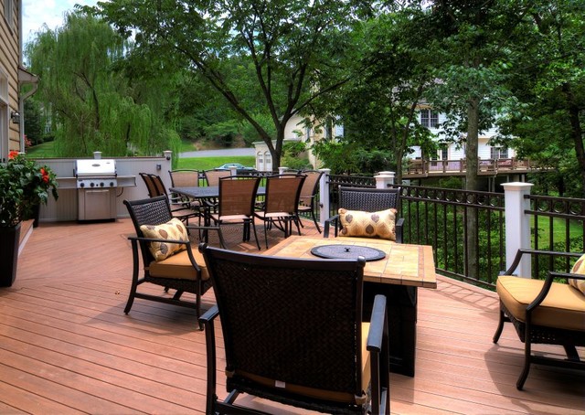 Deck with Arches & Accent-Panel Railing - Traditional - Deck - DC Metro ...