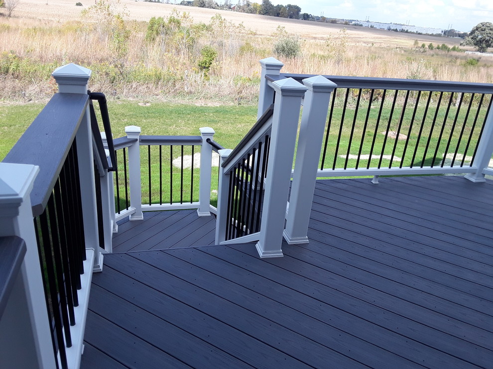 Elevated Azek Deck and Belgard Paver Patio with Seat Wall by Aurora, IL ...