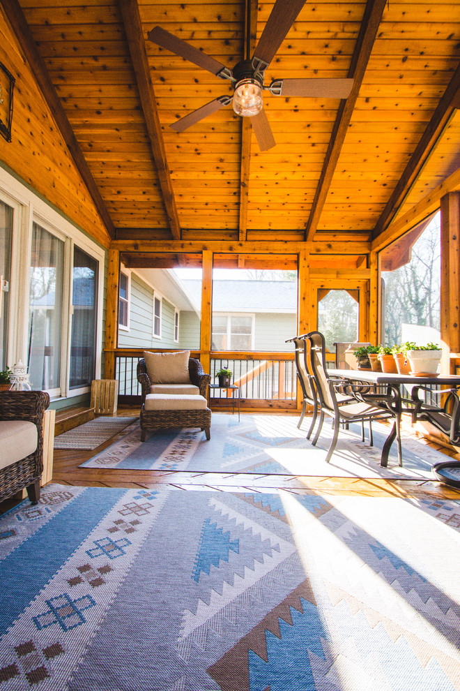 Englewood Cedar screen room with exposed beams - Rustic - Deck - Other ...