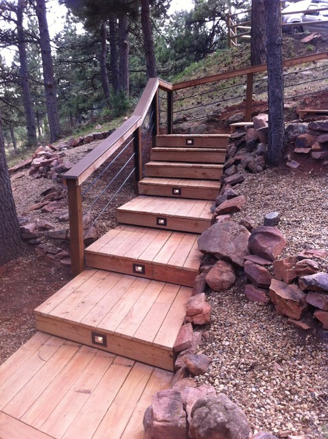 Entry Stairway on a Slope - Rustic - Deck - Denver - by Freeman ...