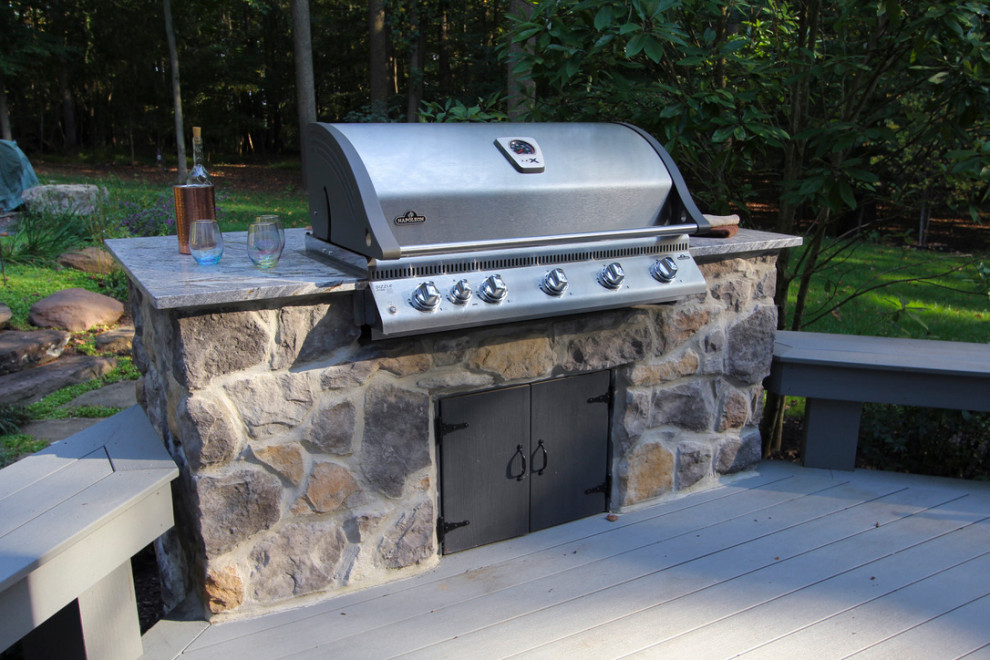 Glen Arm Outdoor Deck and Stone Grill - Transitional - Deck - Baltimore - by Taylor Made Custom ...