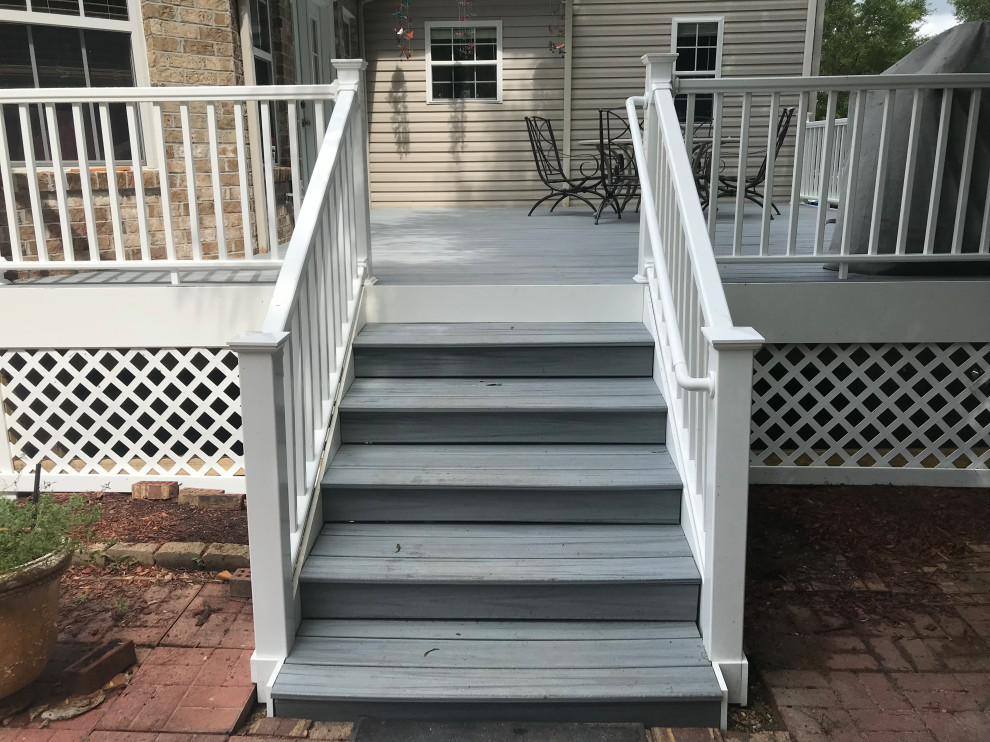 Gray Trex deck with white vinyl railing and lattice - Deck - Other - by ...