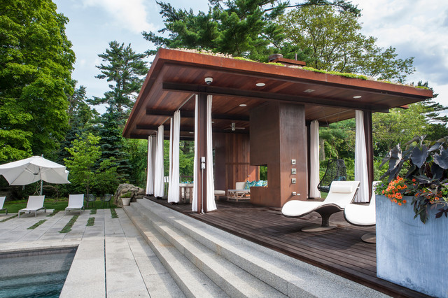 Green Roof Pool Pavilion - Contemporáneo - Terraza y balcón - Nueva ...