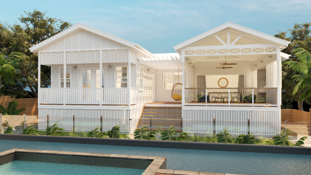 Greenslopes Queenslander Extension Hampton Style - Transitional - Deck ...