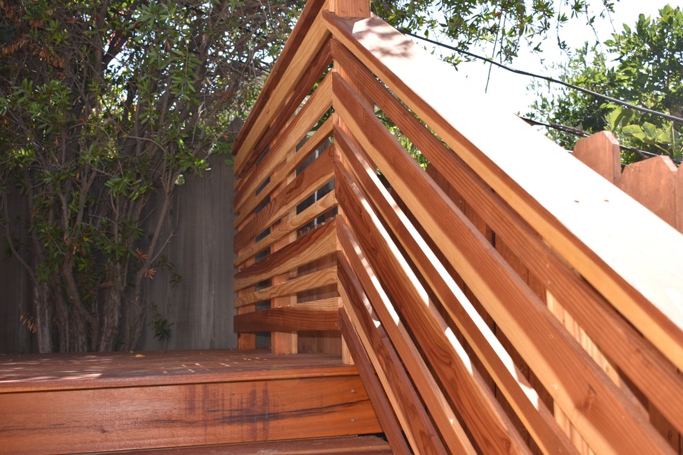 Hollywood Hills Tigerwood Deck, Steps & Railing - Traditional - Deck ...
