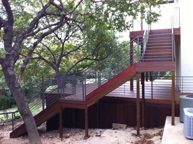Ipe Brazilian Hardwood Deck W Horizontal Handrail Contemporain