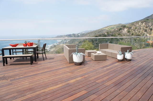Ipe Deck Glass Railing Contemporain Terrasse En Bois Los Angeles