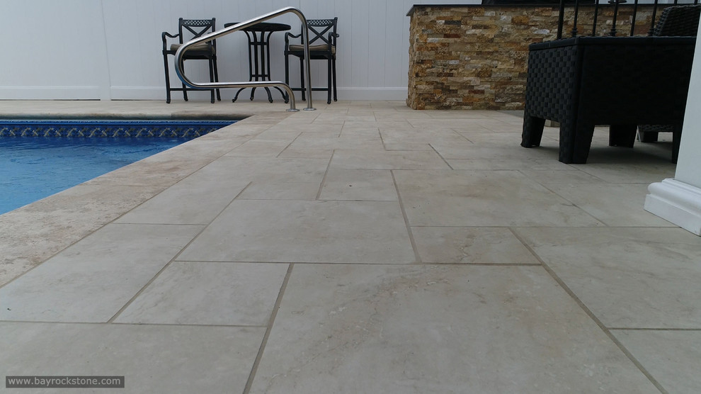 Ivory Prorcelain Paver and Ivory Travertine Pool Copings and Ella ...