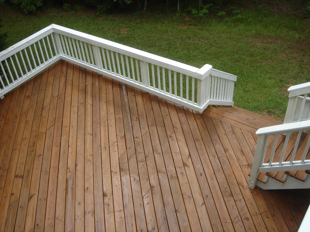 Large Wood Deck with White Picket Railing - Deck - Atlanta - by ...