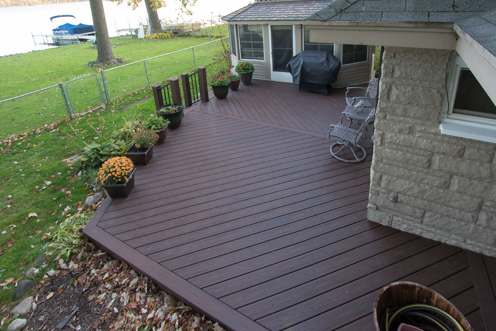 Lava Rock Deck off Indian Lake Cottage - Rustic - Deck - Grand Rapids ...