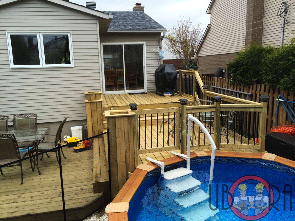 Multi-Level Wood Deck around Pool - Deck - Other - by Groupe Ubora | Houzz