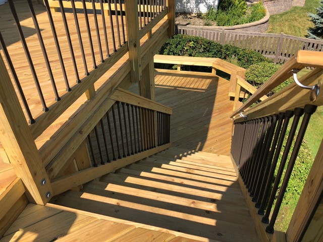 Multi-level Wood Deck with Aluminum Spindles by Lake Zurich, IL Wood ...