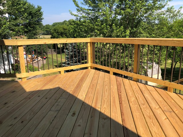 Multi-level Wood Deck with Aluminum Spindles by Lake Zurich, IL Wood ...