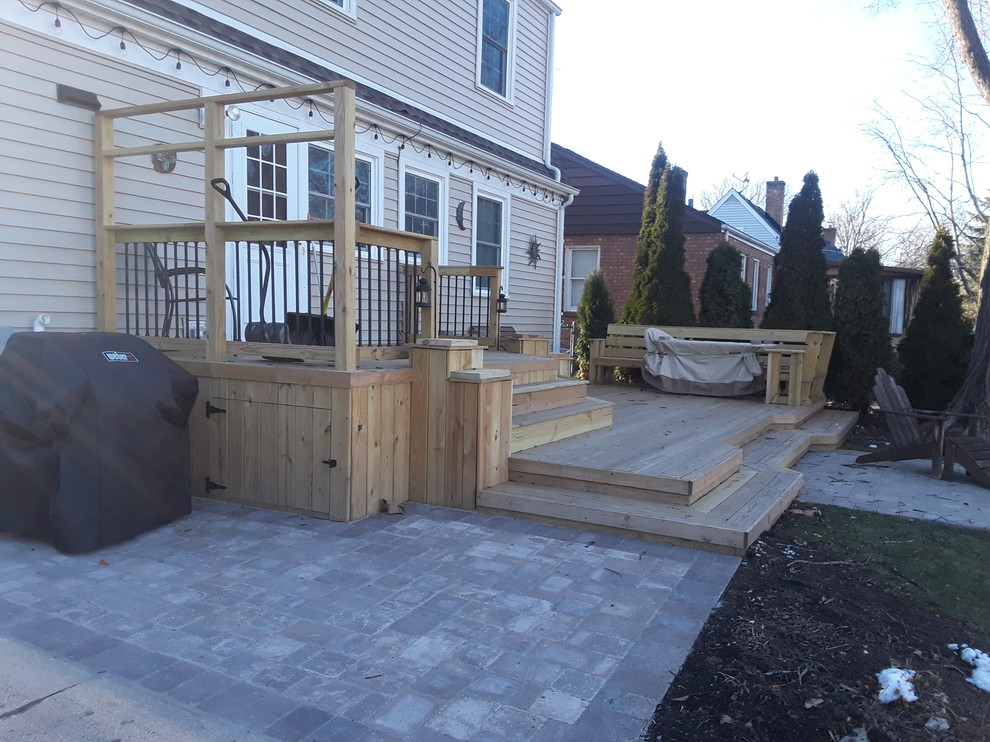 Multi-level Wood Deck with Paver Patio by Elmhurst, IL Deck and Patio ...