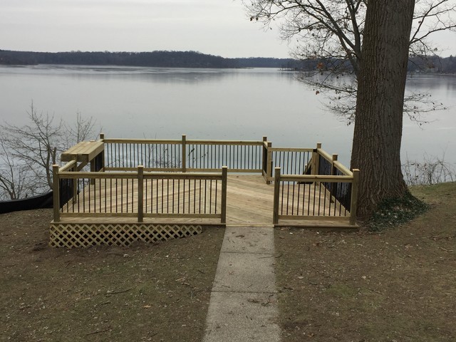 Observation Deck with Custom Bar at Corey Lake - Beach Style - Deck ...