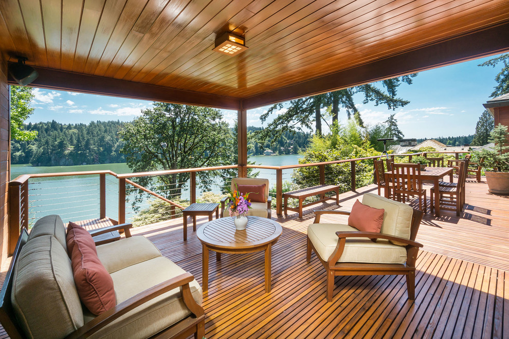 Open deck overlooking Lake Oswego - Contemporary - Deck - Portland - by ...