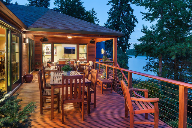 Open deck overlooking Lake Oswego - Contemporary - Terrace - Portland ...