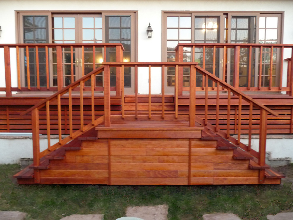 Redwood Deck, Landing with Steps and Railings, Pacific Palisades ...