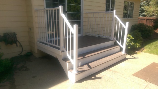 Removal of concrete back steps and construction of larger pvc deck and ...