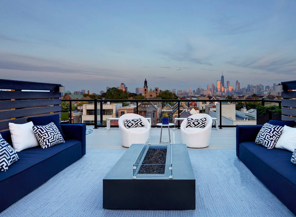Rooftop Deck with View of Chicago Skyline - Contemporary - Deck ...